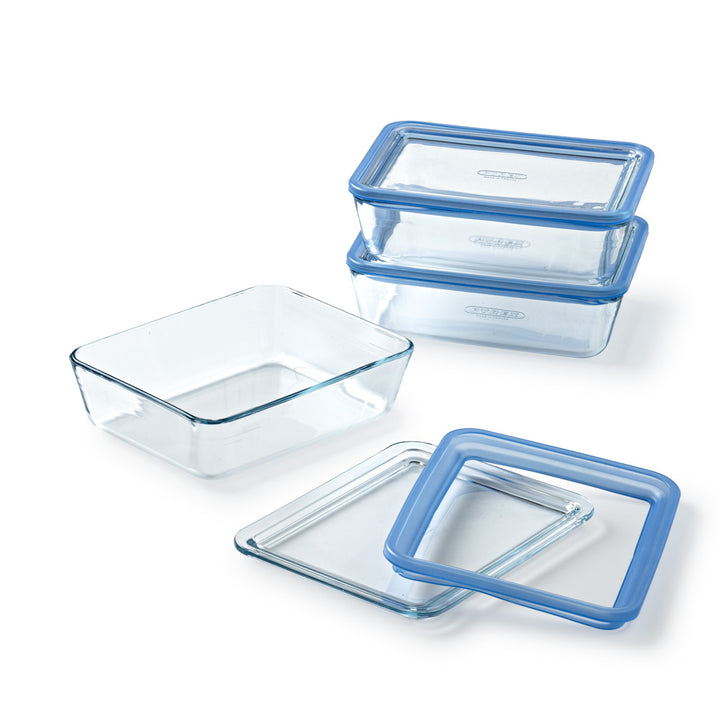 Zero Plastic - Set of 3 storage rectangular glass dish with glass lid ...